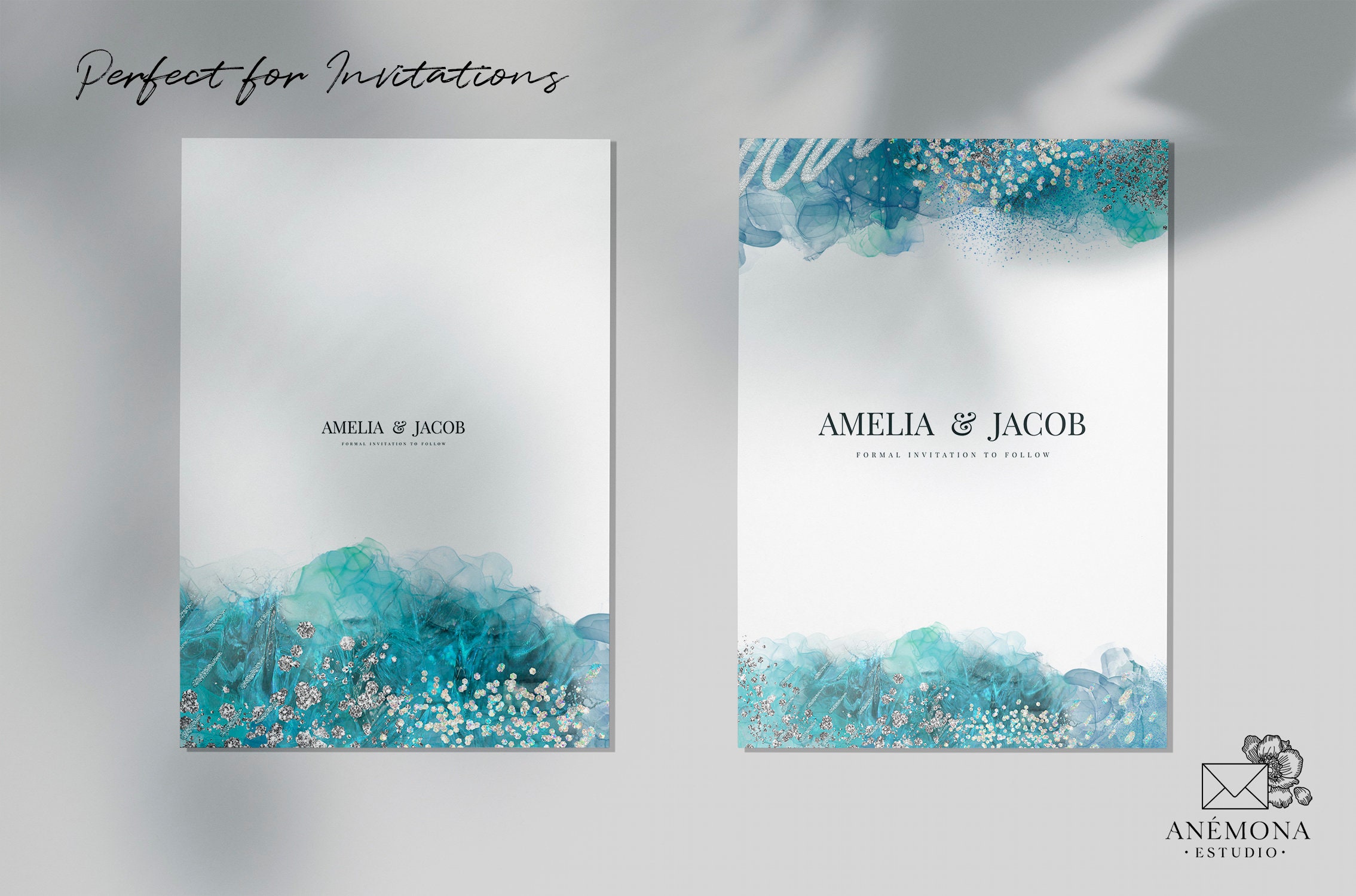 Teal Watercolor Border Clipart Edges Glitter Border Aqua - Etsy