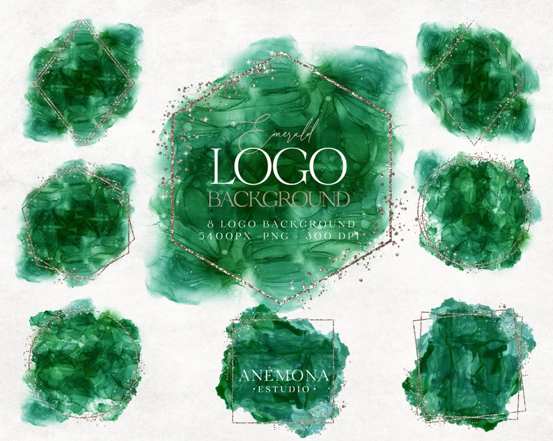 Emerald Watercolor Clipart Gold Glitter Clipart Green - Etsy