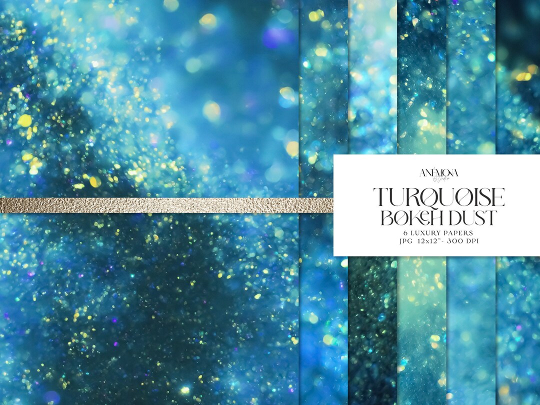 Turquoise Bokeh Dust Digital Paper: Glitter Sparkle Backgrounds ...