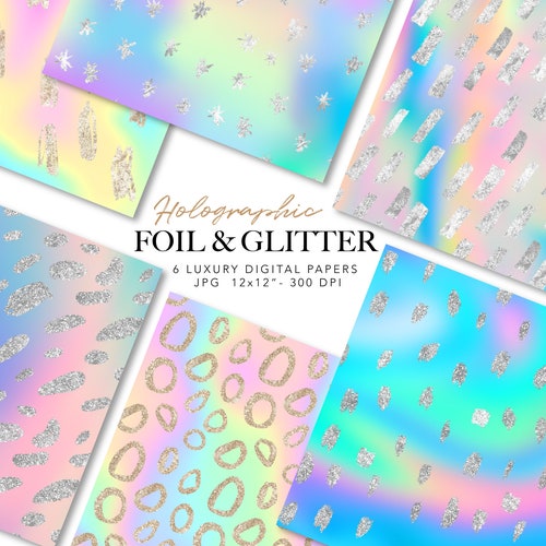 Holographic Glitter Paper Digital Seamless Paper Unicorn - Etsy