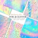 Holographic Glitter Digital Paper, Unicorn Digital Paper, Pastel ...