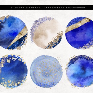 Blue and Gold Watercolor Circles Clipart: Logo Background (digital ...
