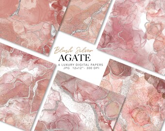 Blush Agate Digital Paper: Rose Gold Marble Texture (12x12" JPG) - Etsy