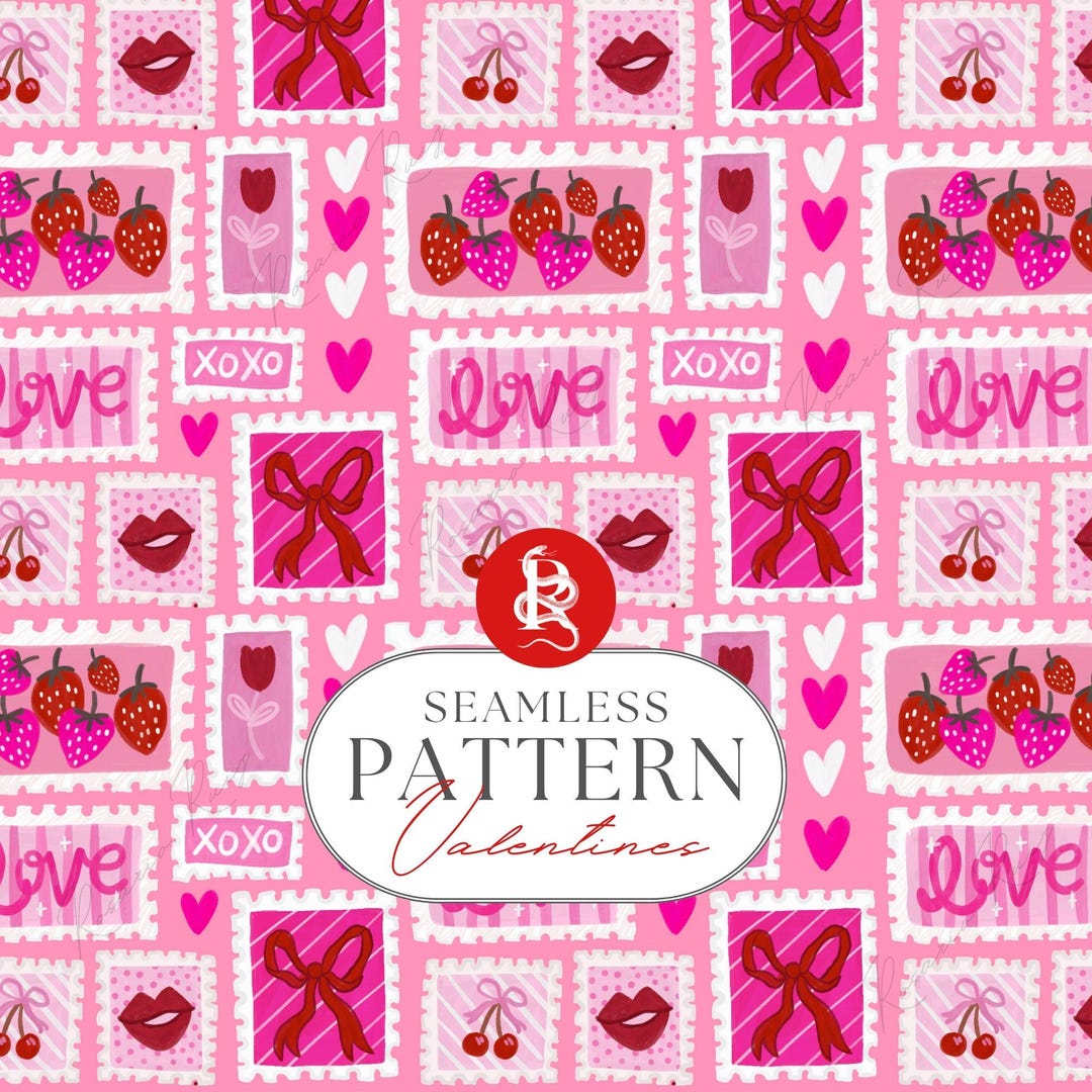 Valentine Stamps Seamless Pattern, Love Frames Digital Paper Design ...
