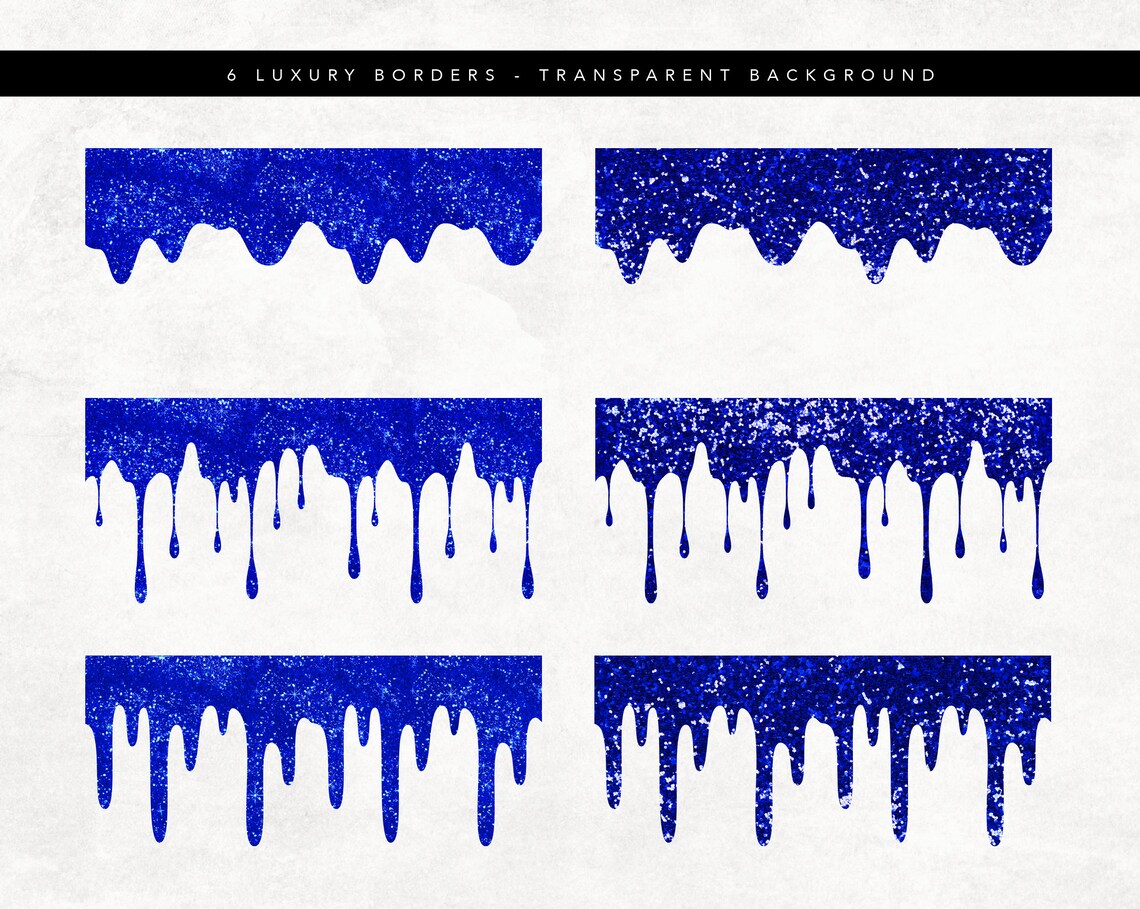 Royal Blue Dripping Royal Drips Borders Drip Glitter - Etsy