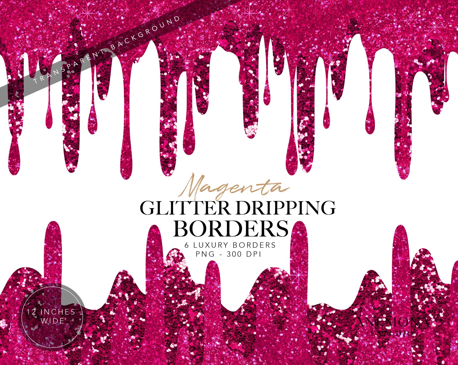 Magenta Dripping Hot Pink Drips Borders Drip Glitter - Etsy