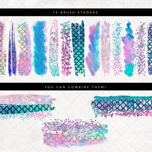 Mermaid Brush Strokes Clipart, Mermaid Clipart, Brushstrokes Clipart ...