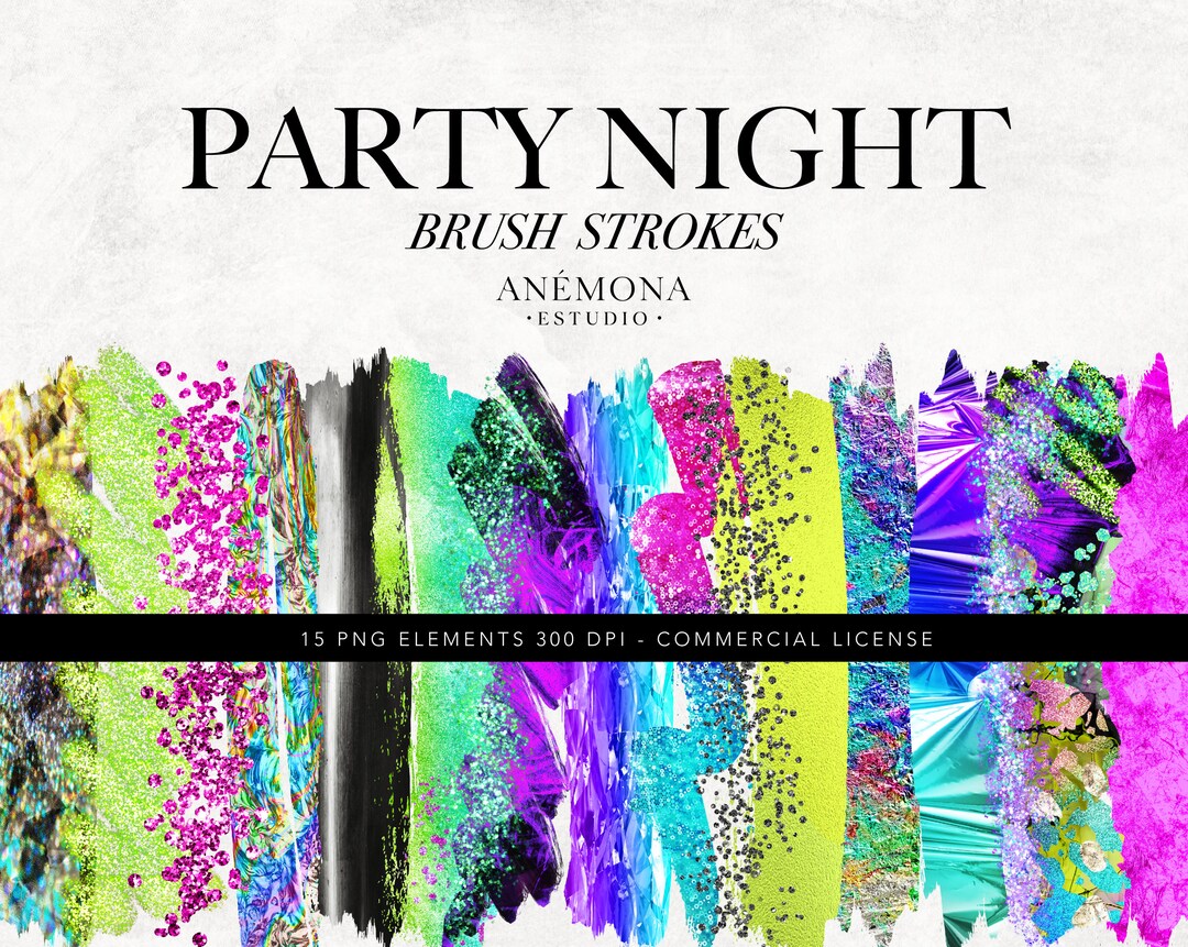 Neon Brush Strokes Clipart, Neon Clipart, Neon Paint Clipart ...