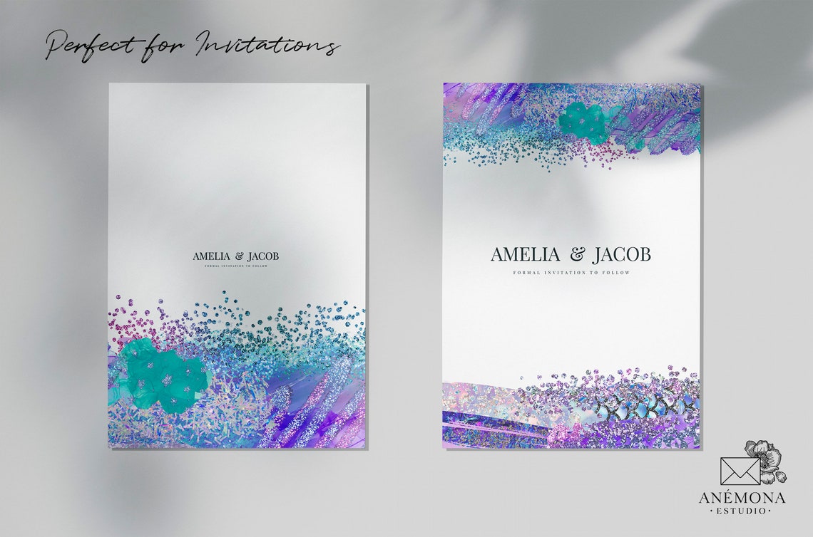 Purple Mermaid Border Clipart Abstract Glitter Border | Etsy
