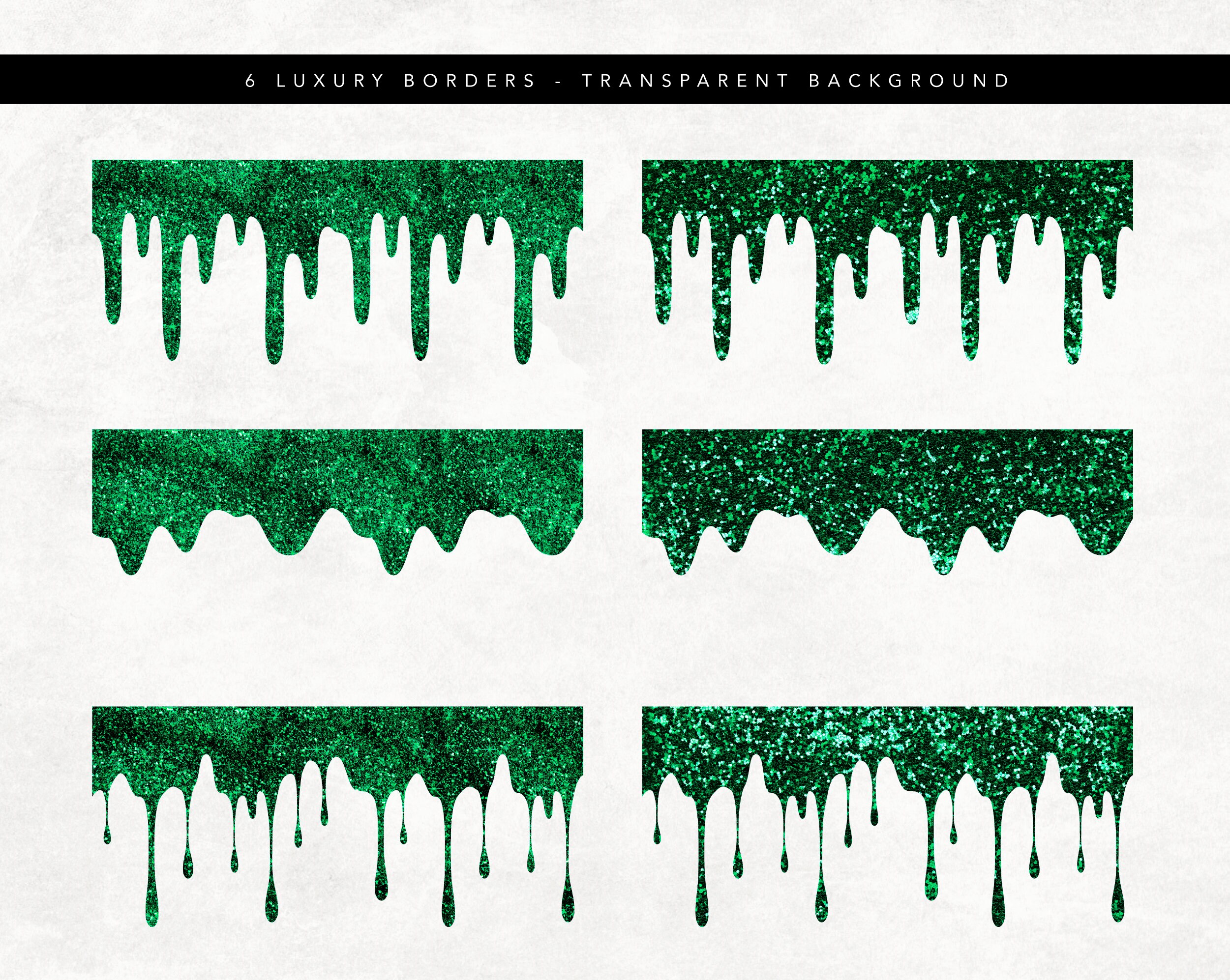 Emerald Green Glitter Drip Borders Clipart (PNG) - Etsy