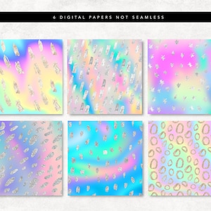 Holographic Glitter Digital Paper, Unicorn Digital Paper, Pastel ...