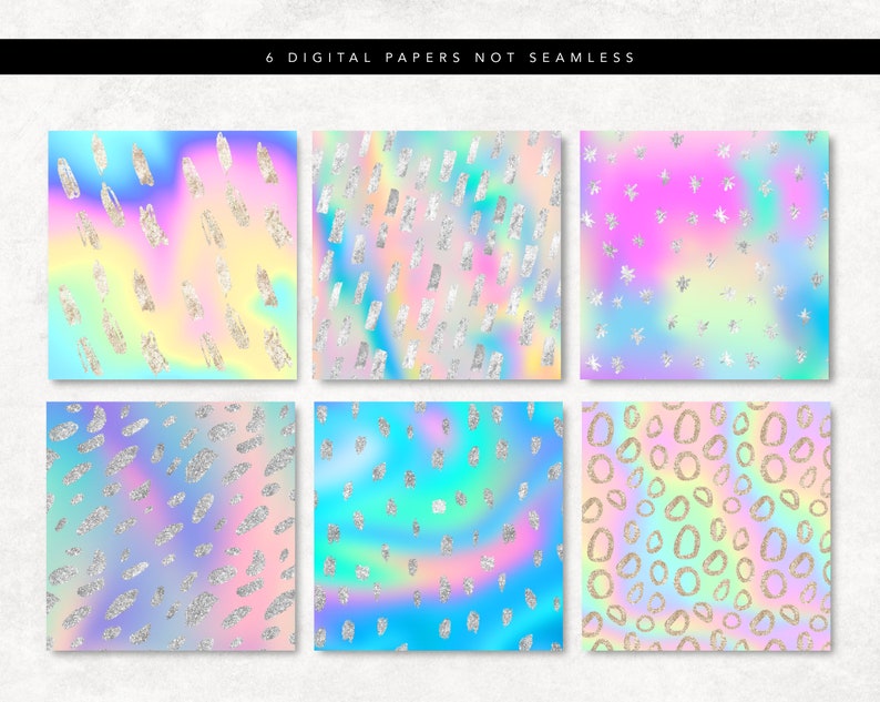 Holographic Glitter Digital Paper Unicorn Digital Paper | Etsy