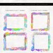 Pastel Rainbow Frame Clipart Digital Modern Frame, Glitter Border ...