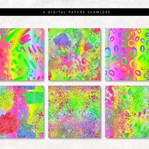 Neon Digital Paper - Glitter Abstract Paper - Colorful Holgraphic ...
