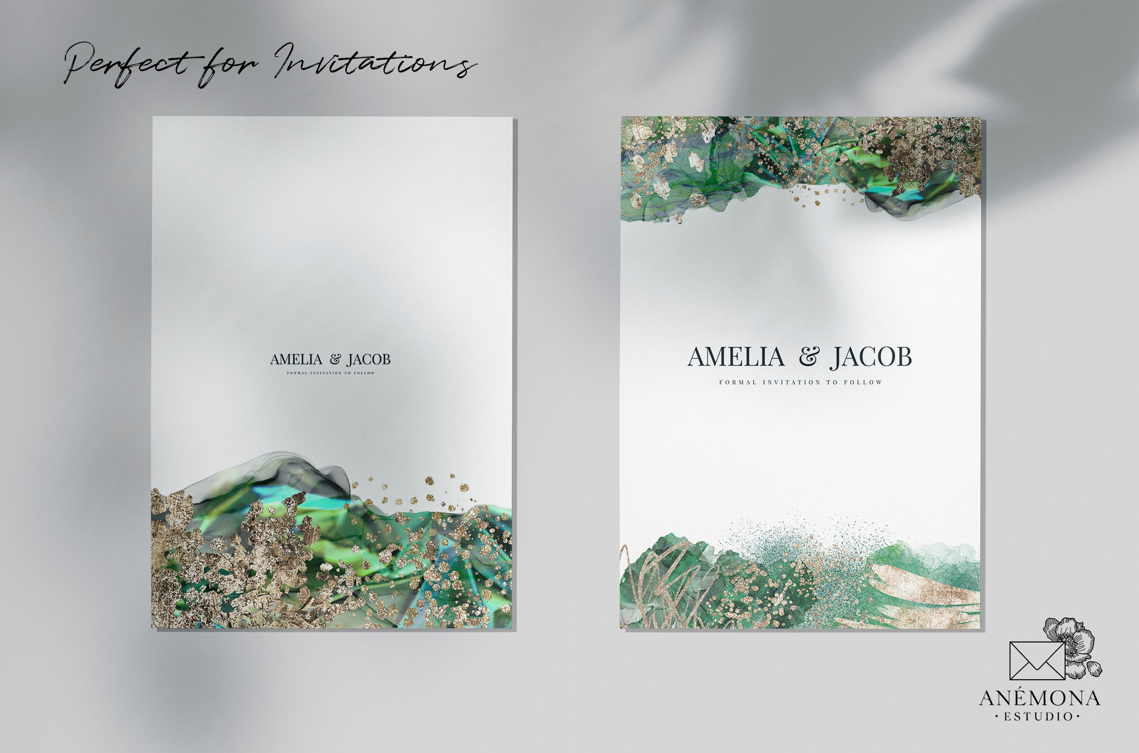 Emerald Watercolor Border Clipart Glitter Border Green and - Etsy