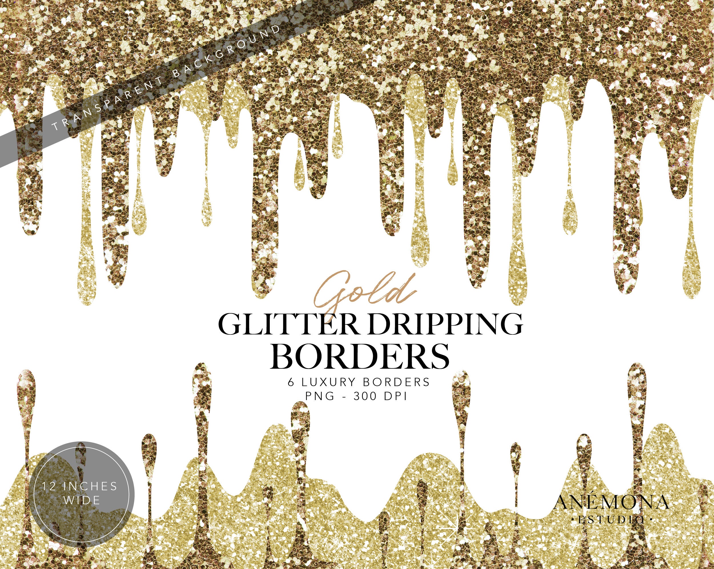 Gold Dripping Gold Drips Borders Honey Drip Glitter Borders - Etsy