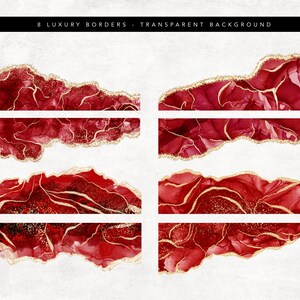 Red Agate Borders Clipart, Red Watercolor Geode Clipart - Gold Glitter ...