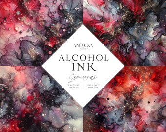 Ruby Red Alcohol Ink Pattern, Elegant and Glamorous Shimmer Backgrounds ...