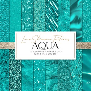 Aqua Digital Paper, Aqua Foil Paper, Aqua Glitter Paper, Aqua Seamless ...