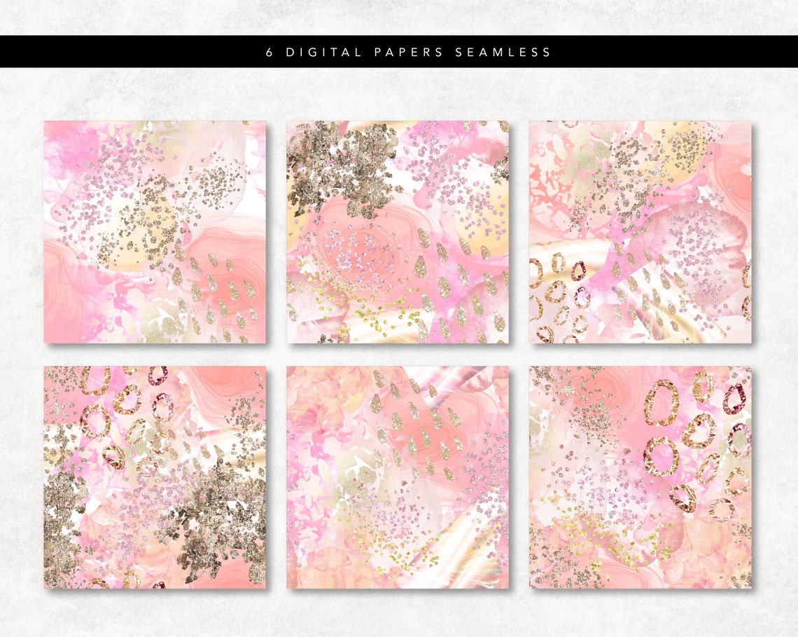 Pink Digital Paper Glitter Abstract Paper Pink Lemonade | Etsy