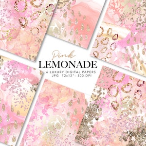 Pink Digital Paper - Glitter Abstract Paper - Pink Lemonade Alcohol Ink ...