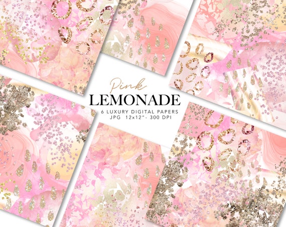 Pink Digital Paper Glitter Abstract Paper Pink Lemonade | Etsy