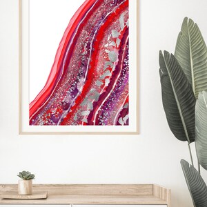 Red Agate Borders Clipart, Red Watercolor Geode Clipart - Silver ...