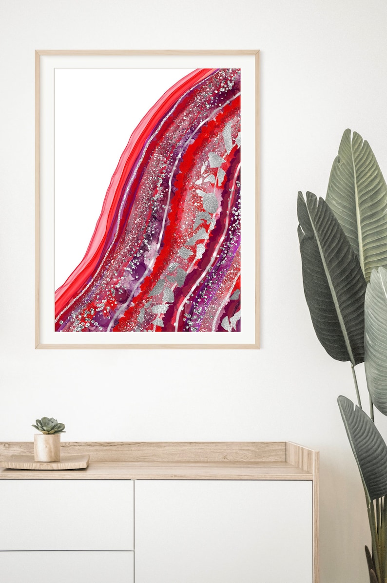 Red Agate Borders Clipart Red Watercolor Geode Clipart - Etsy