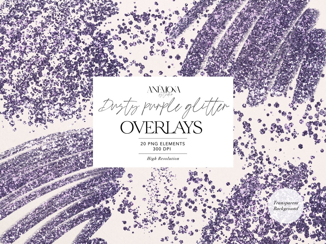 Dusty Purple Glitter Confetti Clipart, Purple Glitter Overlays, Purple ...