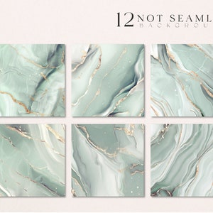 Sage Green Marble Digital Paper, Luxury Pale Green Marble Textures With ...