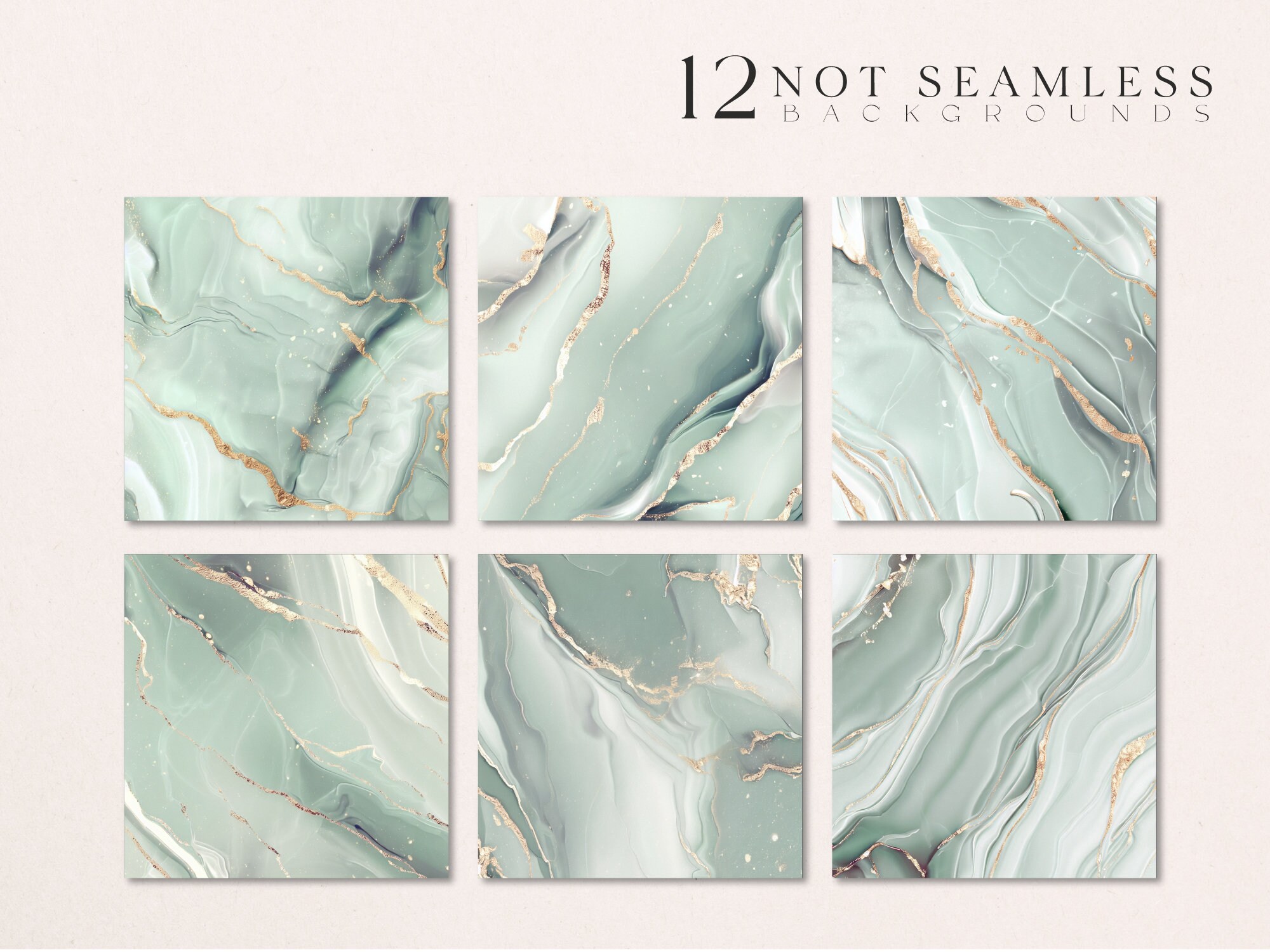 Sage Green Marble Digital Paper: Gold Vein Textures (digital Download ...