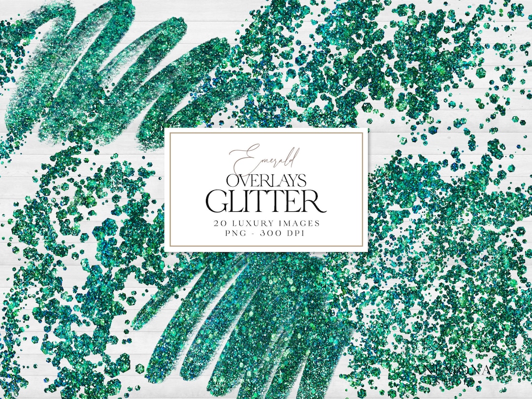 Emerald Green Glitter Confetti Clipart, Green Glitter Overlays, Emerald Shimmer, Confetti ...