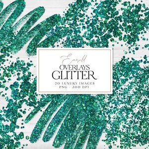 Emerald Green Glitter Confetti Clipart, Green Glitter Overlays, Emerald Shimmer, Confetti ...