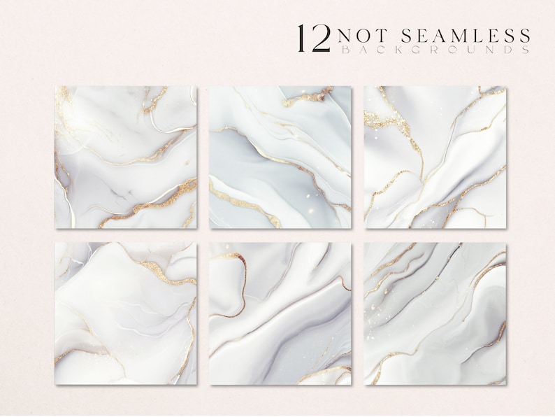 White and Gold Marble Digital Paper: 12x12 JPG (digital Download) - Etsy