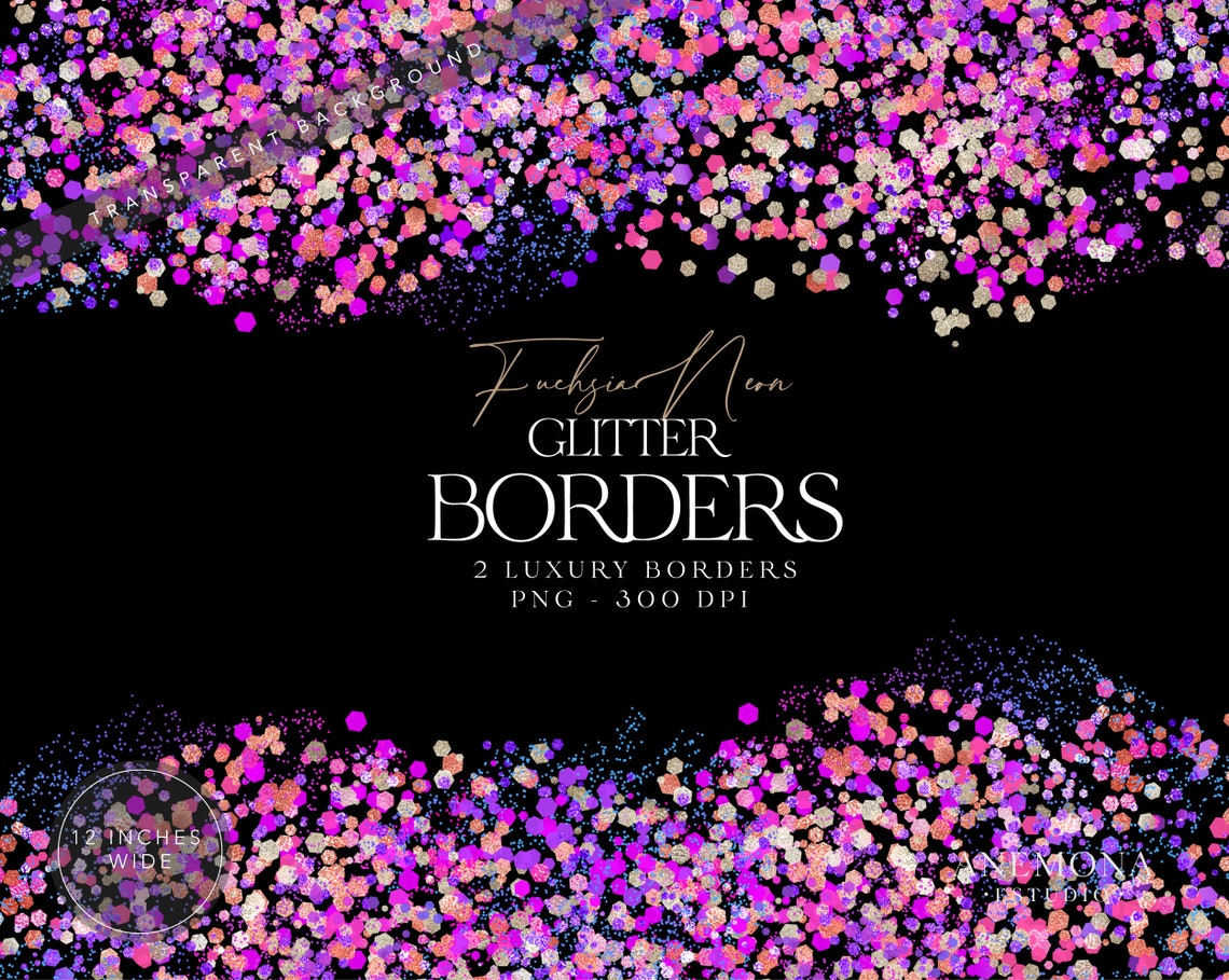 Hot Pink Confetti Border Glitter Border Neon Pink Confetti - Etsy