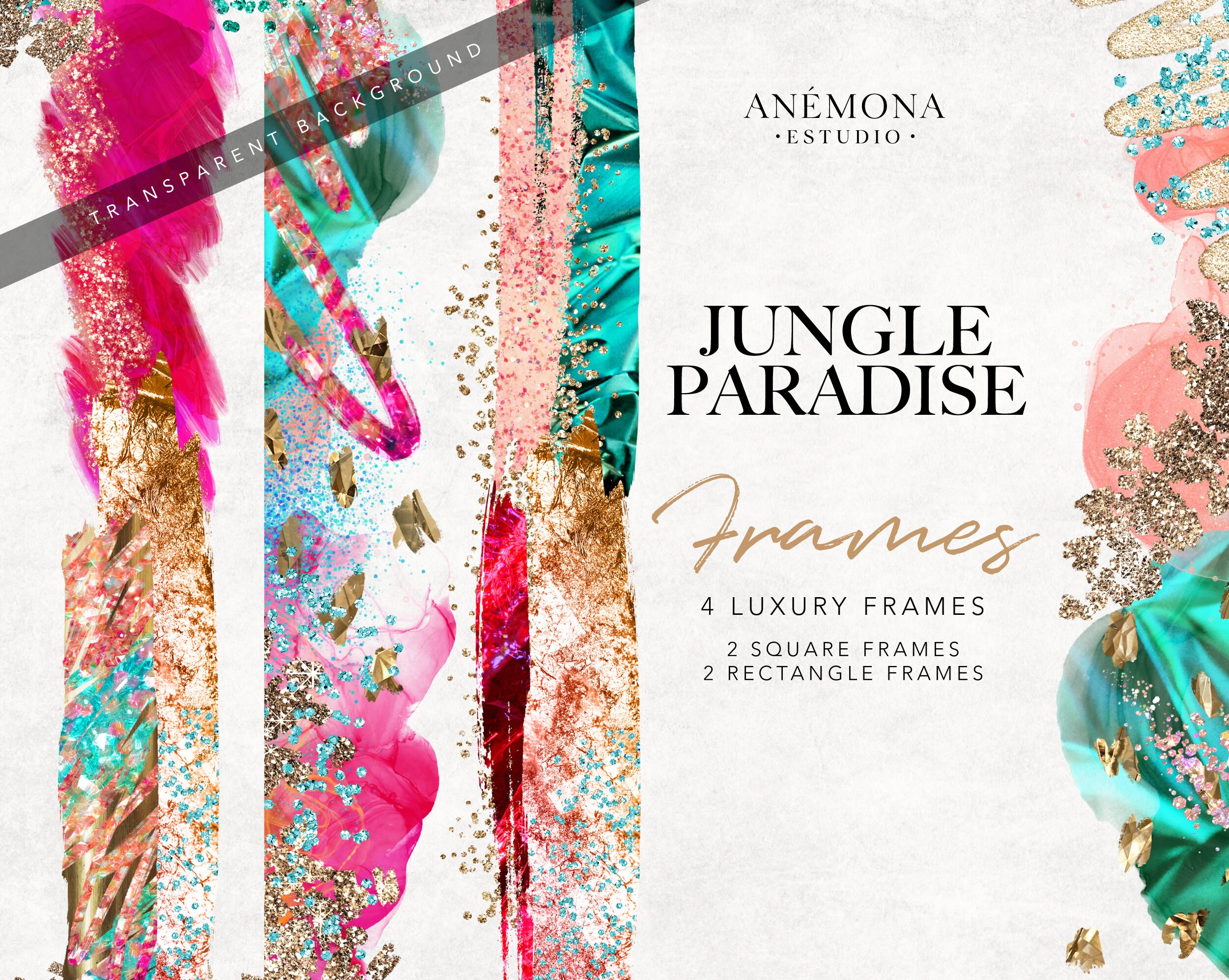 Colorful Frame Clipart Digital Modern Frame Glitter Border | Etsy