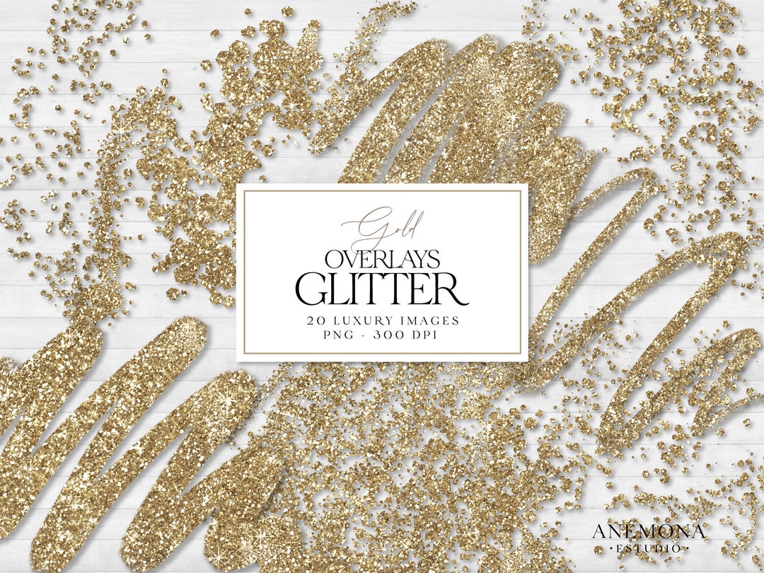 Gold Glitter Confetti Clipart: Shimmering Overlay Graphics (commercial ...