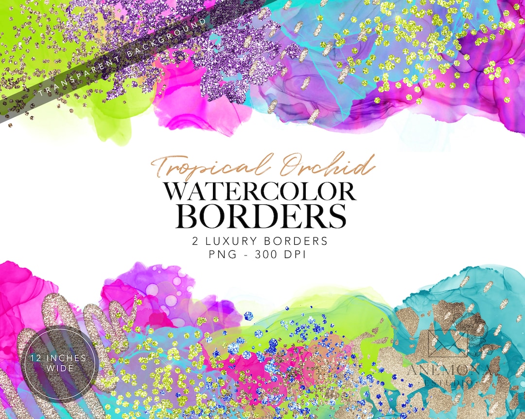 Colorful Border Clipart - Glitter Border - Holographic Digital Clipart ...