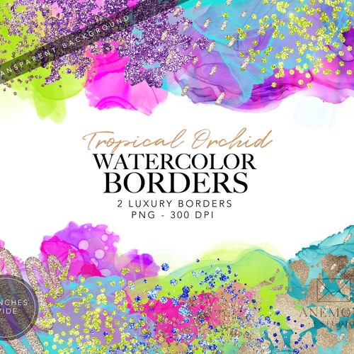 Watercolor Frame Clipart Rainbow Clip Art Frames Colorful - Etsy