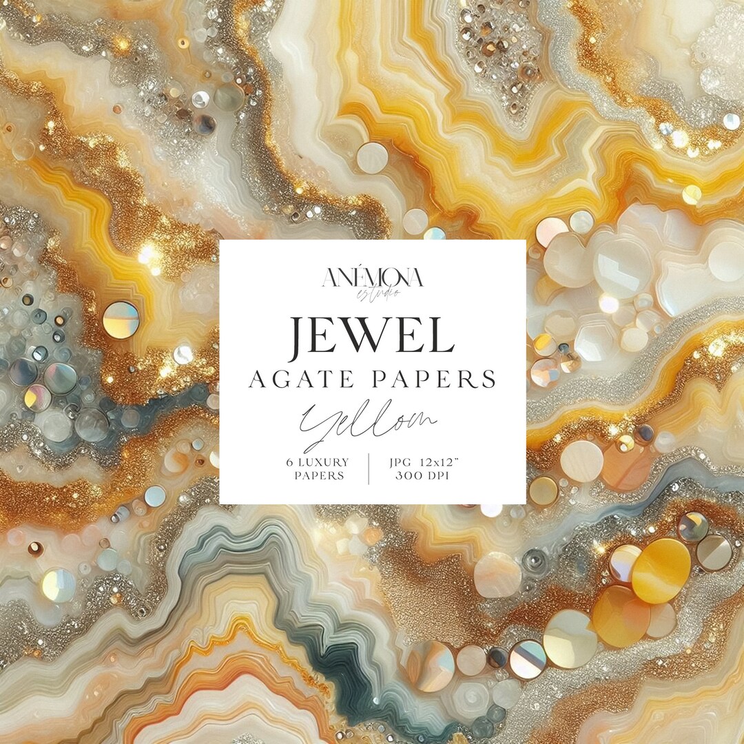 Yellow Agate Digital Paper, Citrine Sparkling Shiny Glitter Glamorous ...