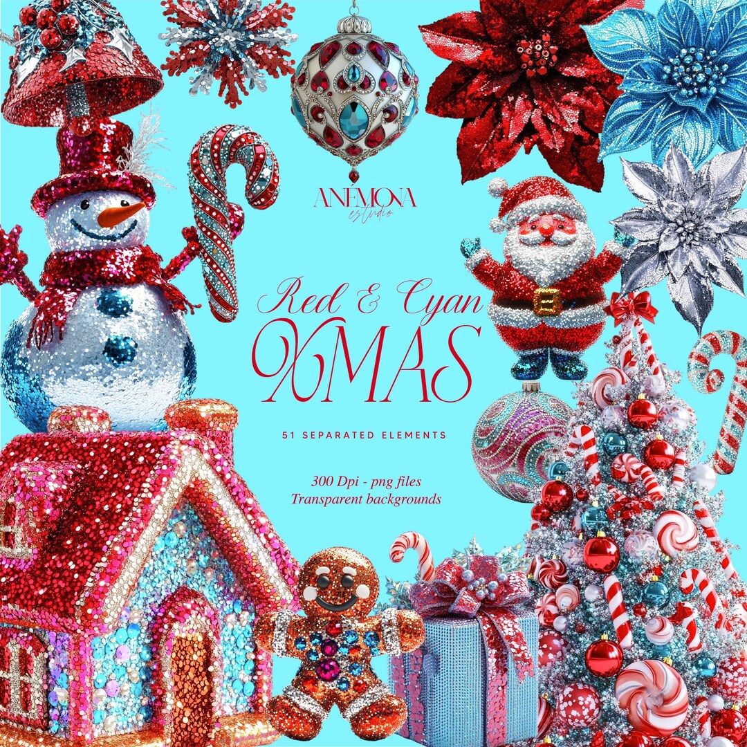 Christmas Clipart: Gingerbread House, Sequin & Glitter, Tree, Ornaments ...