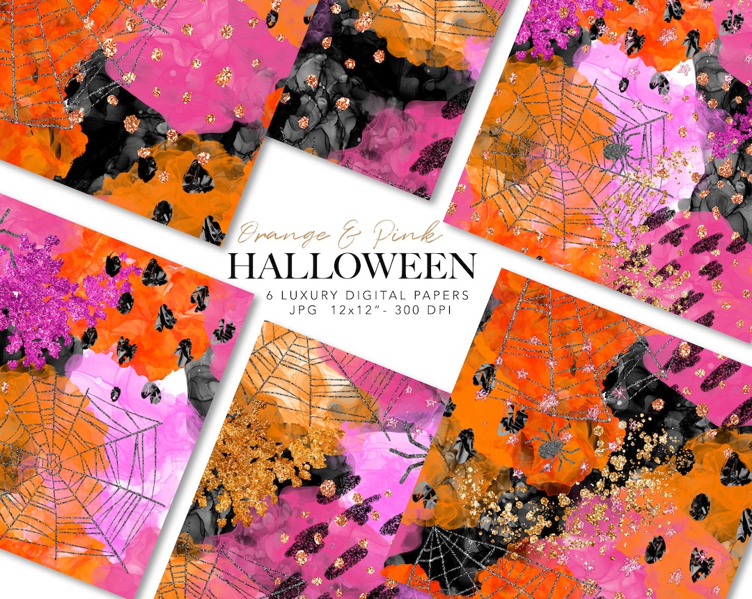 Halloween Digital Paper: Glitter Abstract Alcohol Ink Patterns ...
