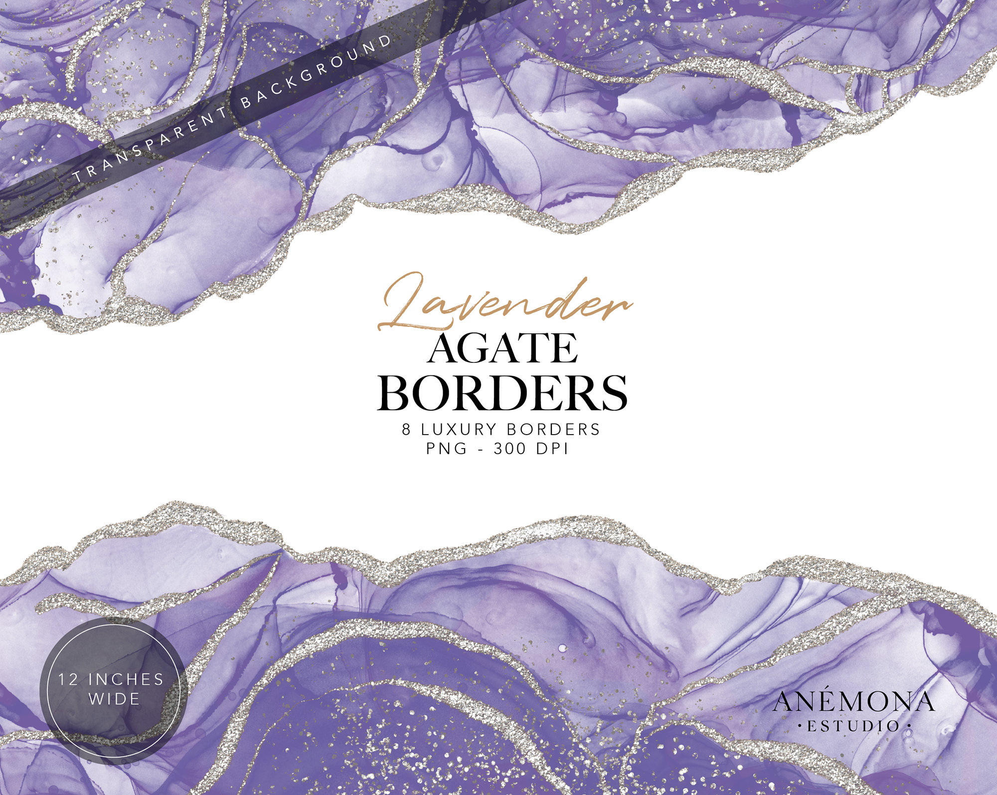 Purple Agate Border Clipart Lavender Border Lilac Geode - Etsy
