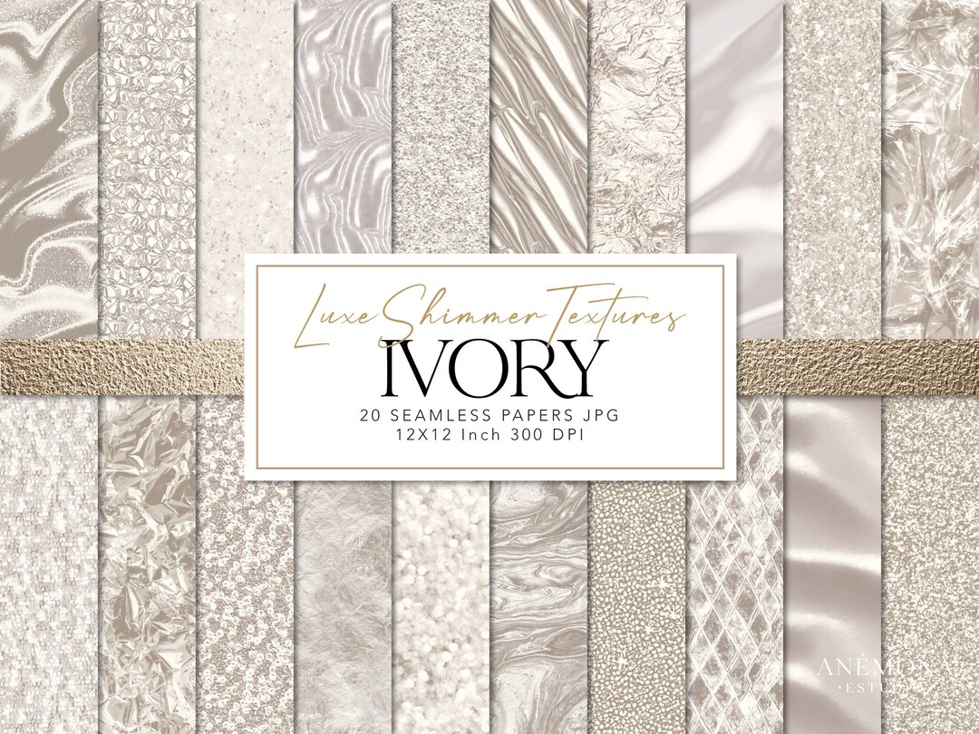 Ivory Foil Digital Paper: Pearl Metallic Textures (seamless, Commercial ...