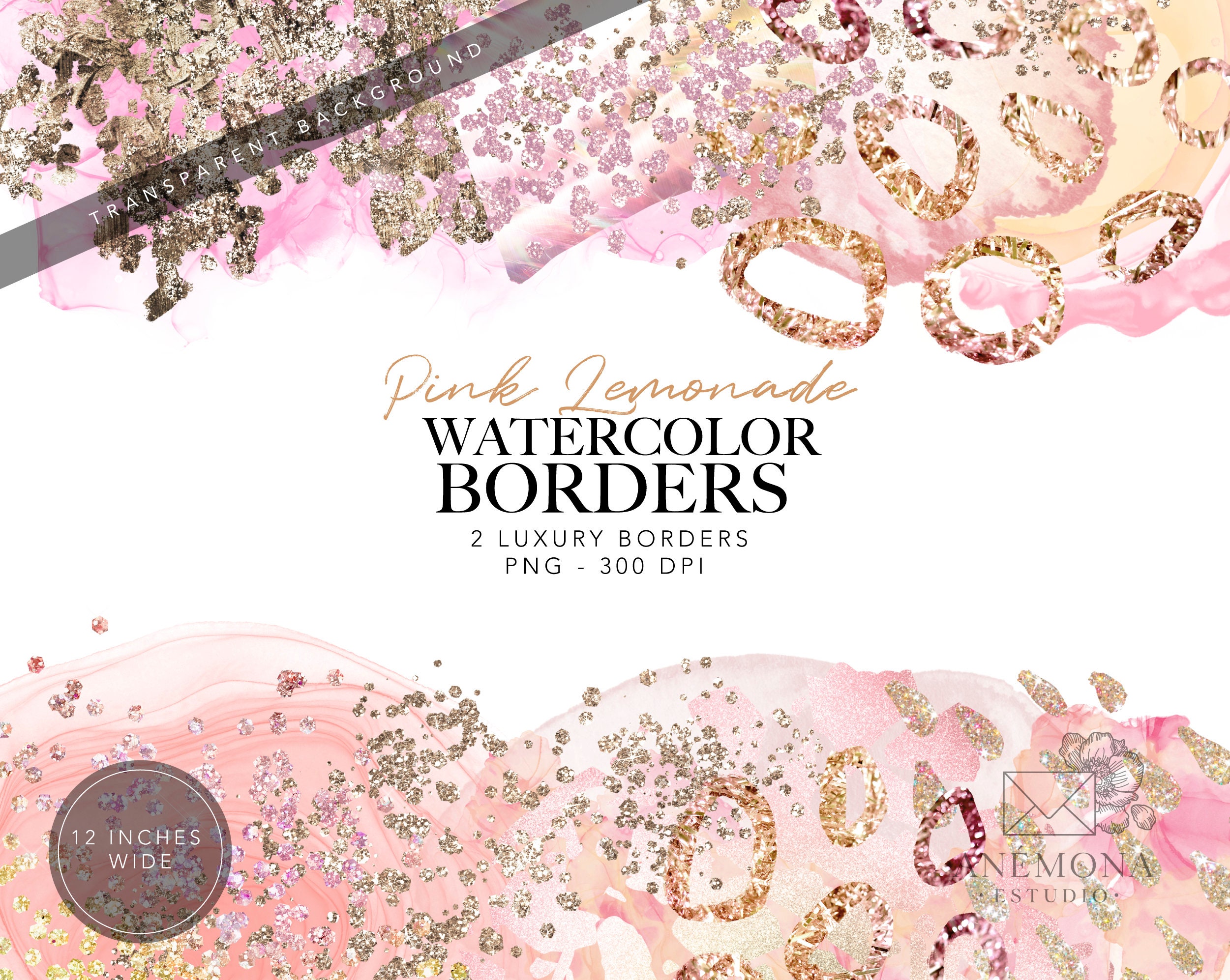 Pink Border Clipart Glitter Border Pink Lemonade Clipart | Etsy