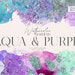 Purple Watercolor Border Clipart: Aqua Glitter Frame (digital Product ...