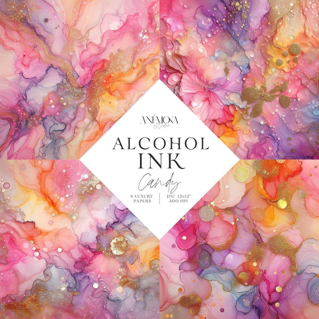 Pink Purple Orange Alcohol Ink Pattern, Liquid Textures, Elegant and ...