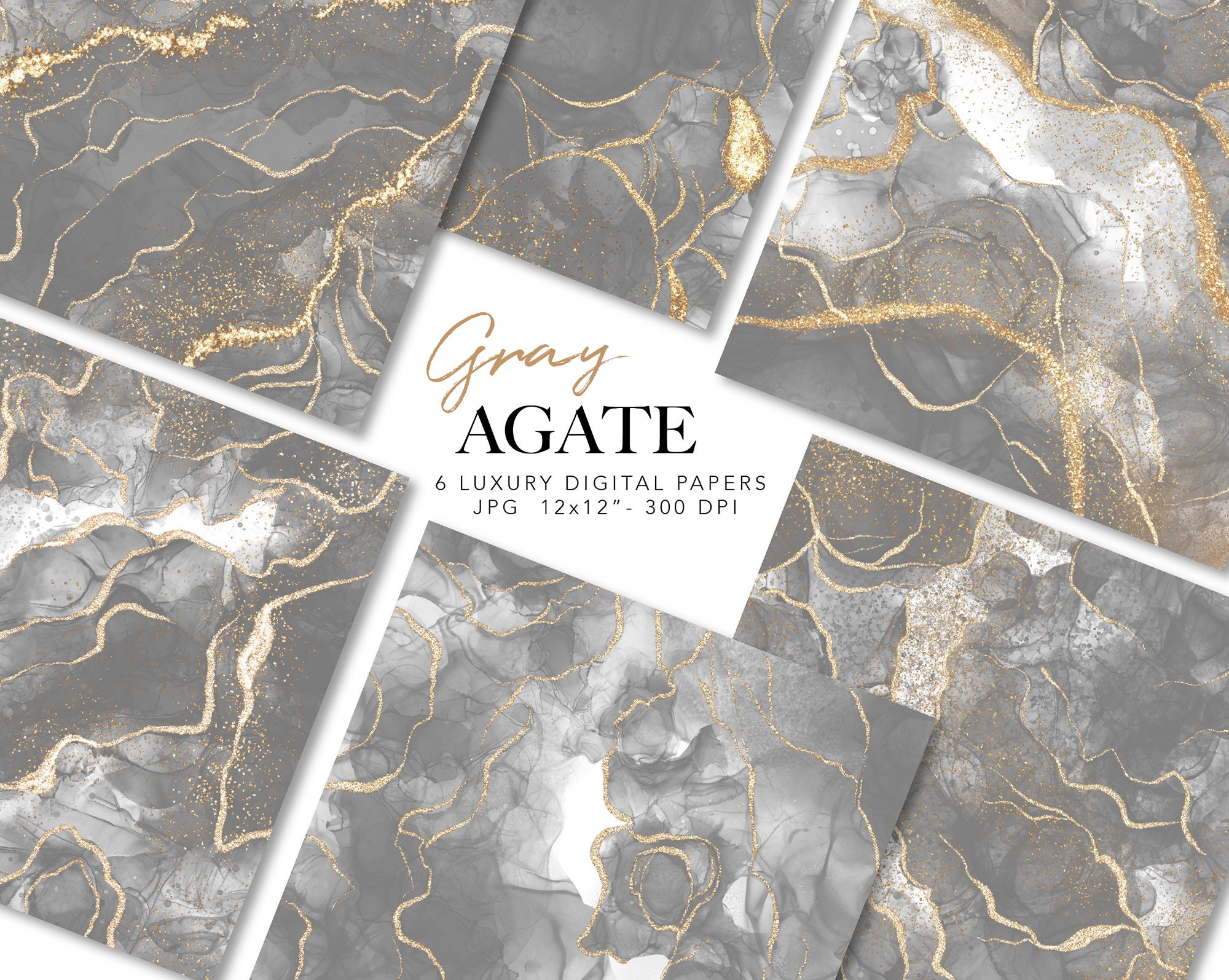Gray Agate Digital Paper Grey Marble Paper Alcohol Ink Art - Etsy