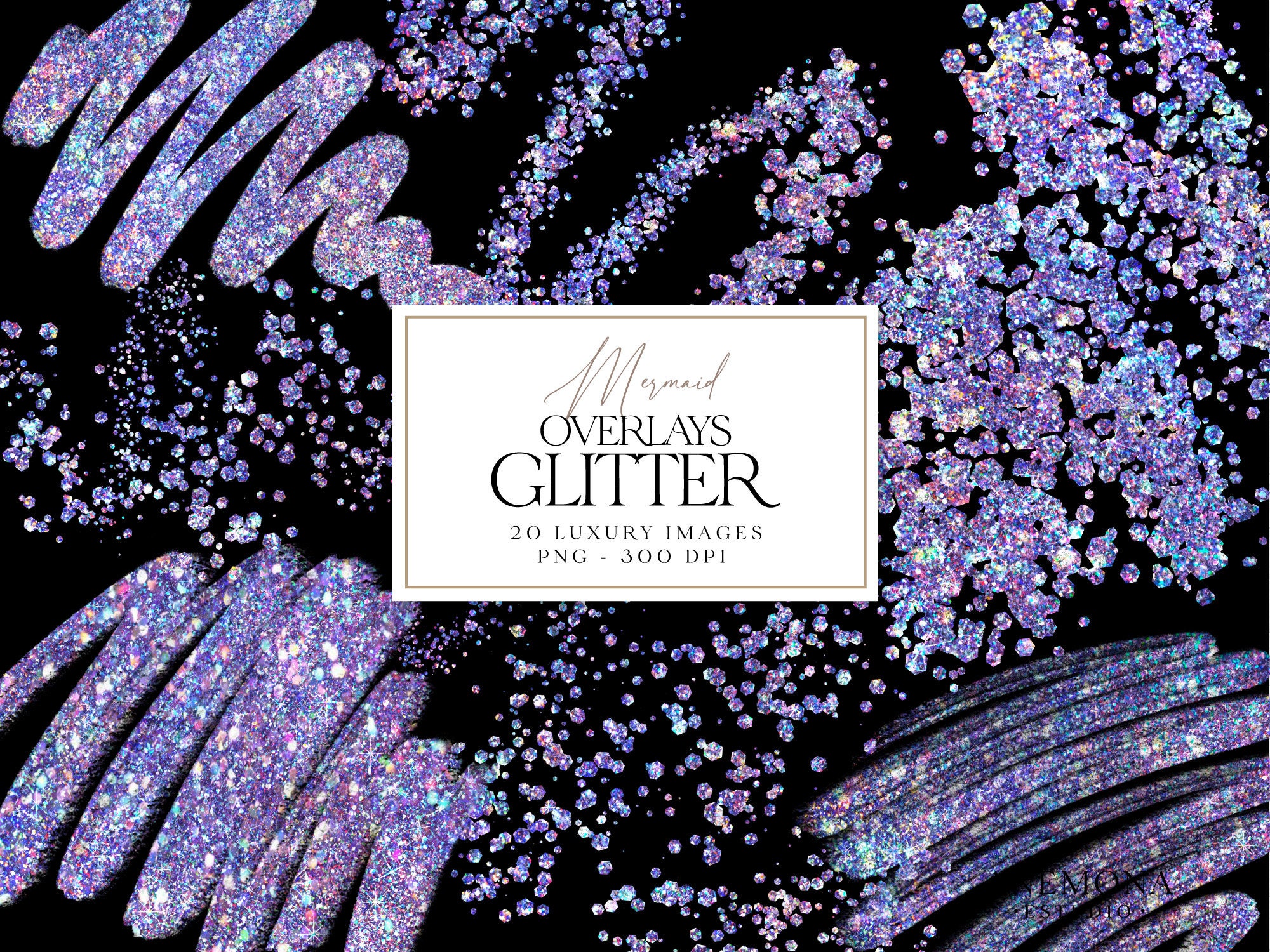 Mermaid Glitter Confetti Clipart Purple Glitter Overlays - Etsy