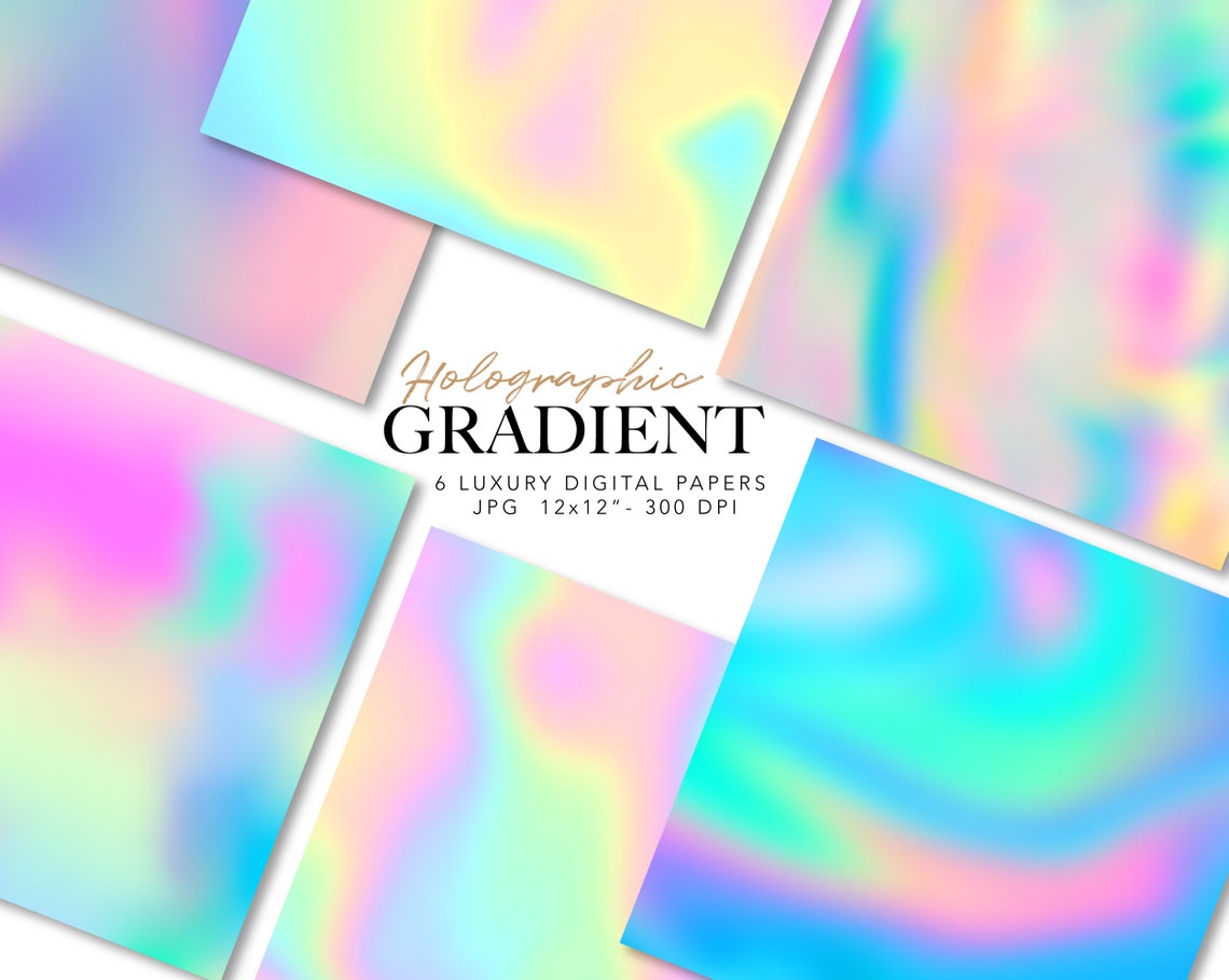 Holographic Digital Paper Pastel Rainbow Digital Paper | Etsy